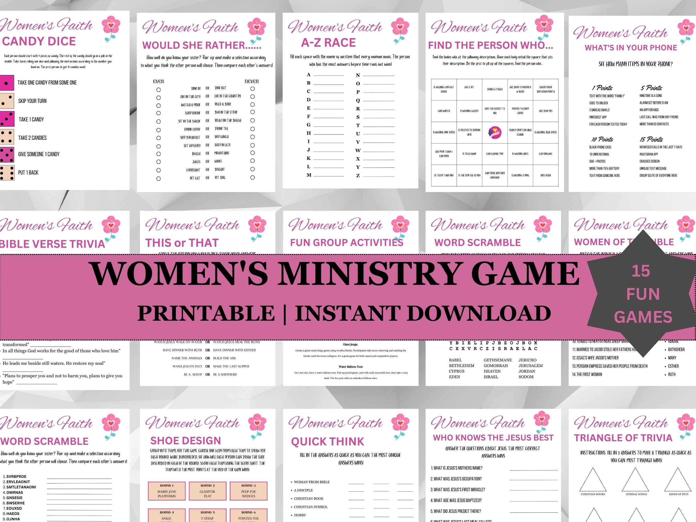 Women's Ministry Game Printable Game Fun Games Bible - Etsy UK