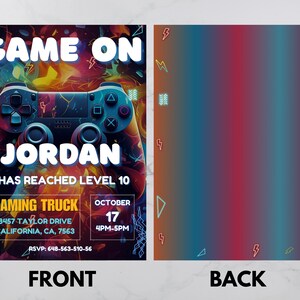 Editable Video Game Party Invitation, Arcade Party Invitation, Level up ...