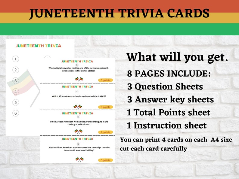 Juneteenth Trivia Game Juneteenth Quiz African American - Etsy