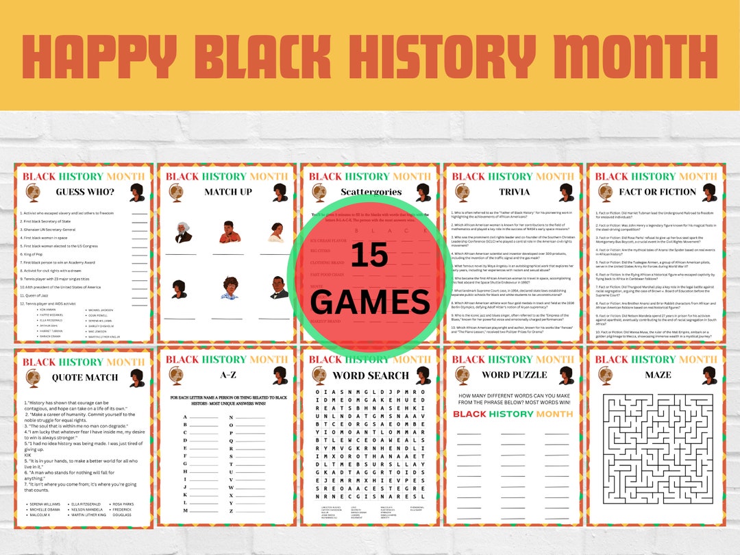 Black History Month Games Bundle | Black Lives Matter | Adult, Teens ...