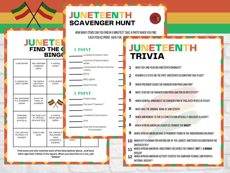 Juneteenth Games Juneteenth Game Bundle Trivia Game - Etsy