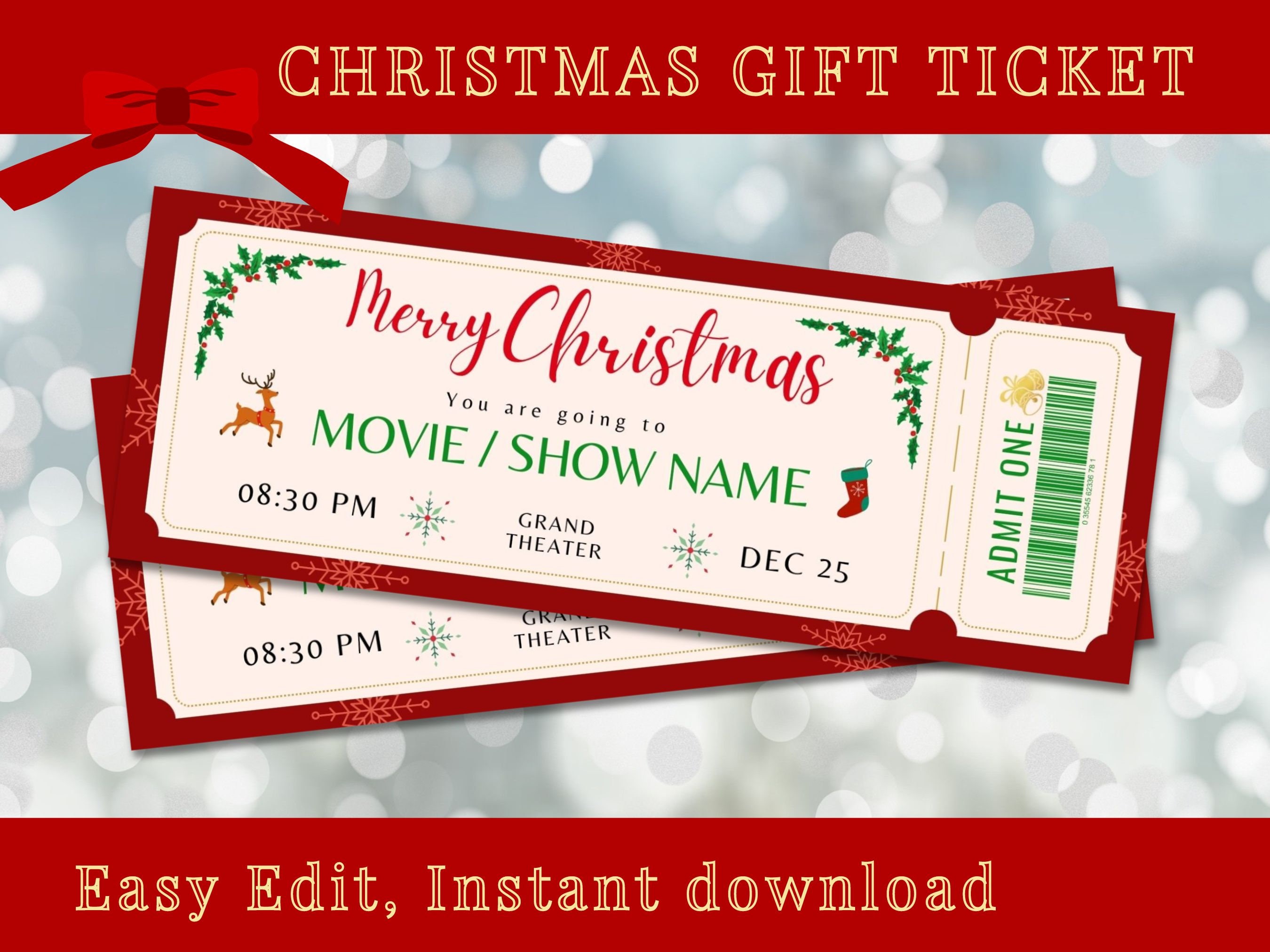 Christmas Ticket Template Concert Ticket Christmas Vacation Template ...