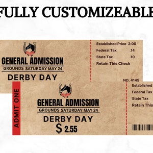 Kentucky Derby Ticket Template Kentucky Derby Keepsake Derby ...