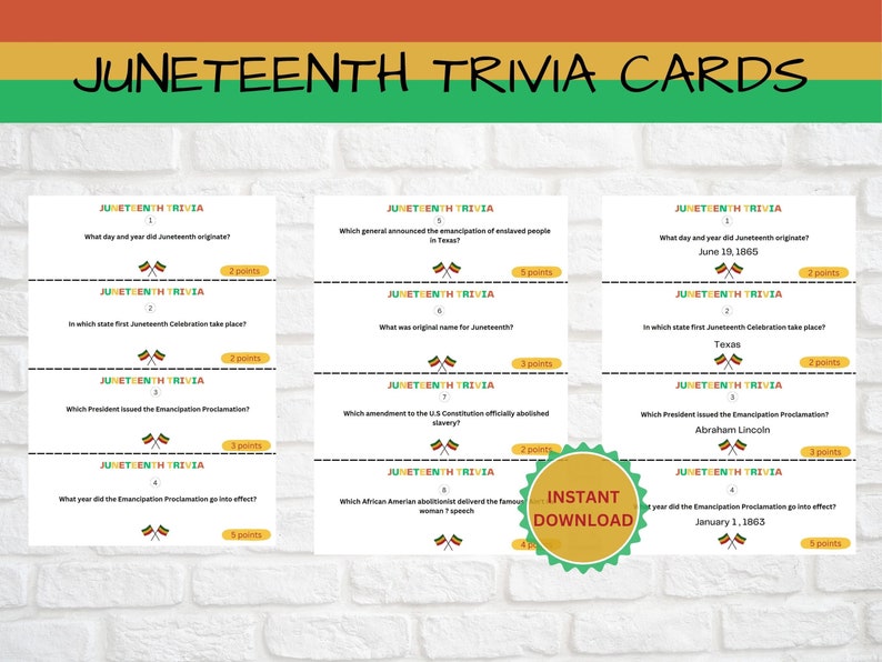 Juneteenth Trivia Game Juneteenth Quiz African American - Etsy