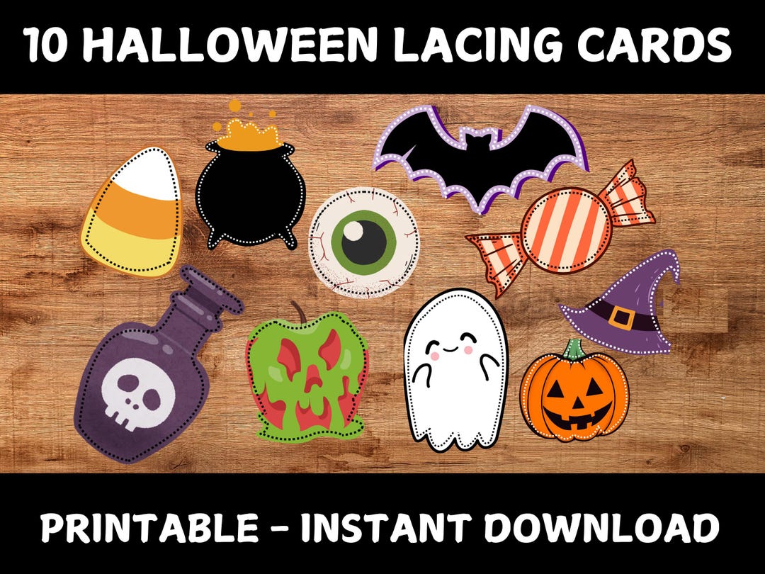 Printable Halloween Lacing Cards Halloween Sewing Cards Kids Busy Book ...