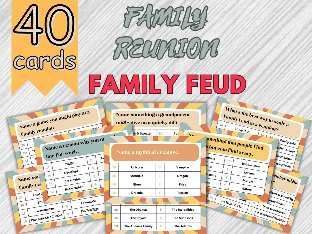 Family Reunion Friendly Feud, Family Reunion Games Printable, Family ...