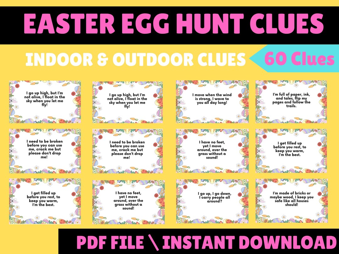 Easter Egg Hunt Scavenger Hunt Clue Cards | Easter Printable Activity ...