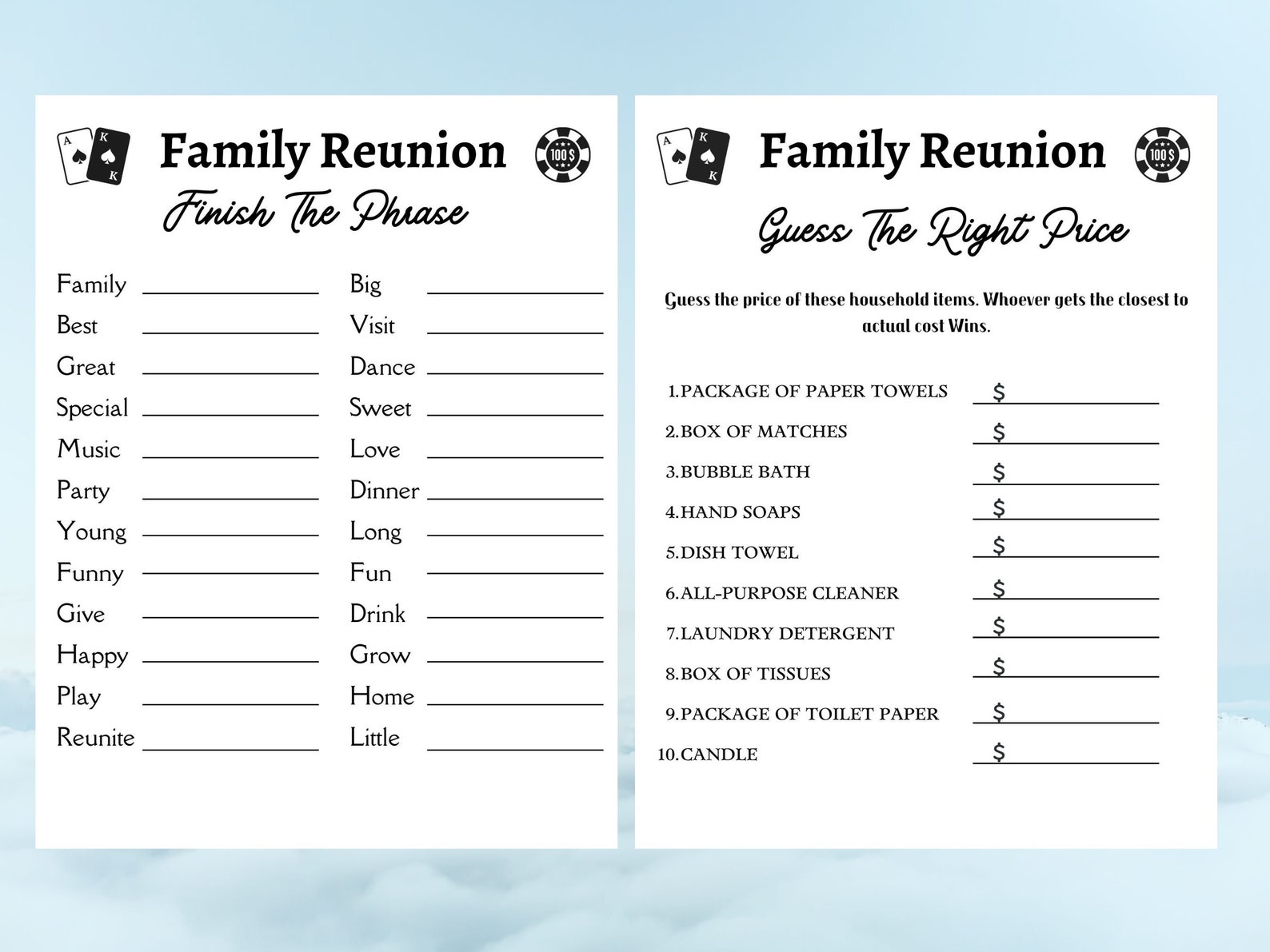Family Reunion | Family Reunion Games Printable | Family Reunion ...