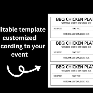 Customizable Fundraiser Ticket, BBQ Chicken Fundraiser Ticket Template ...