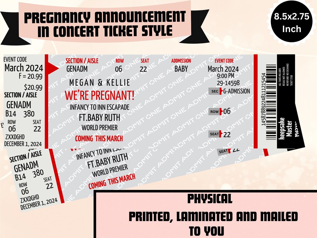 Personalized Pregnancy Announcement Ticket: Laminated Keepsake - Etsy