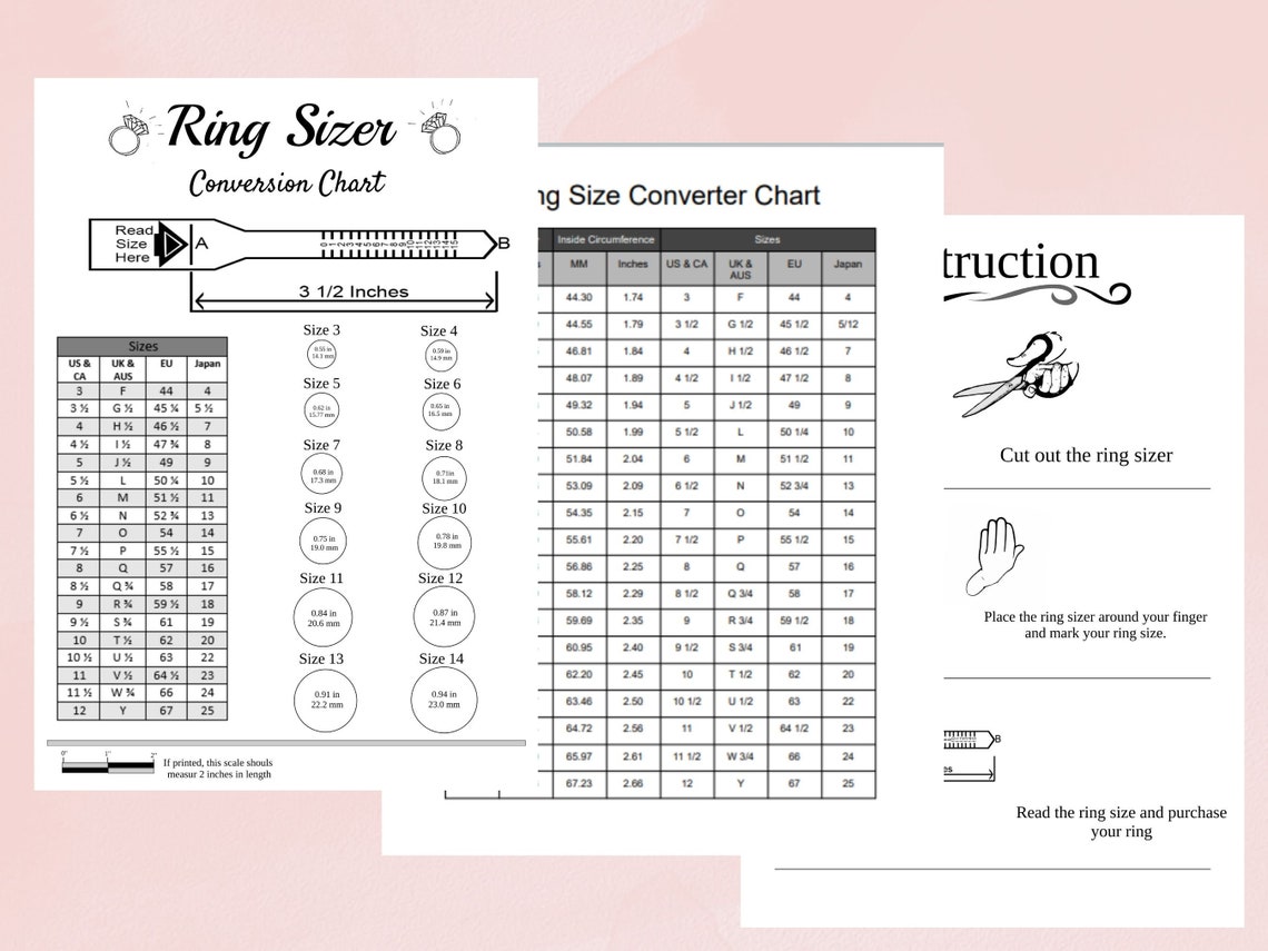Ring Size Chart Printable Ring Sizer | Conversion De Taille De Bague ...
