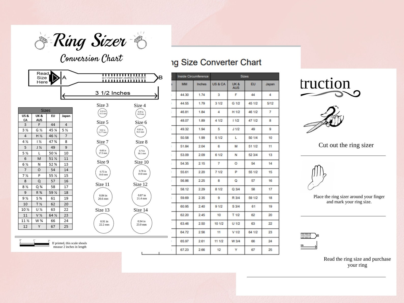 Ring Size Chart Printable Ring Sizer Conversion De Taille De Bague ...