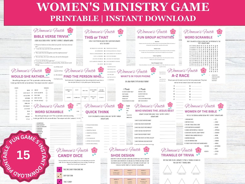 Women's Ministry Game Printable Game Fun Games Bible Game Christian ...