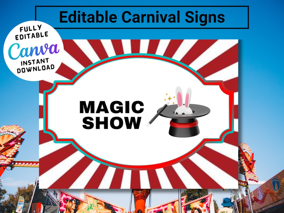 Carnival Games Sign | Carnival Circus Table Signs | Editable Party ...