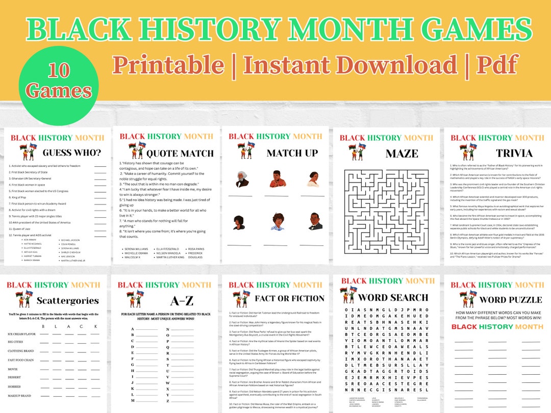 Black History Month Games Bundle | Black Lives Matter | Adult, Teens ...