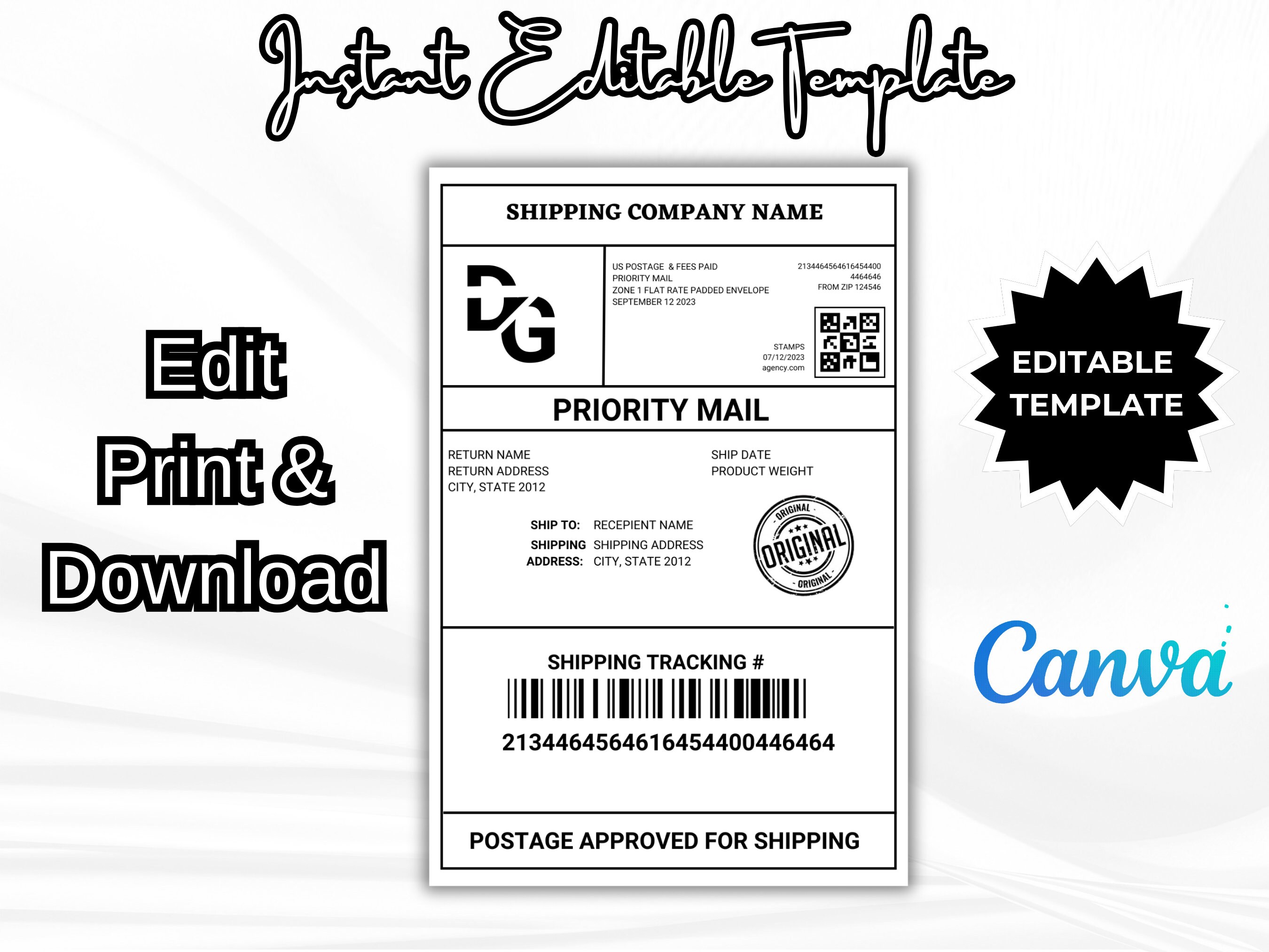Fake Shipping Label Template Fake Mail Shipping Label Template Mail ...