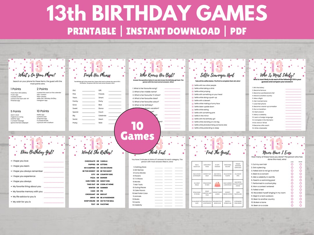 13th Birthday Games 13th Birthday Party Games 13th Birthday Girl Party ...