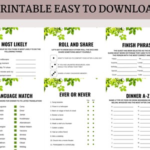 Printable Dinner Party Games icebreaker Ladies Night Games dinner Table ...