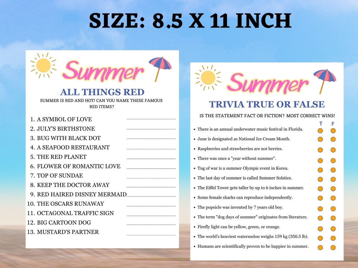 Summer Games Printable Games Bundle Party Games Family - Etsy