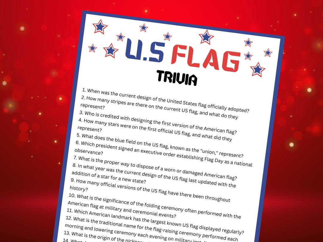 US Flag Day Trivia Game Independence Day American Flag Day Party Games ...