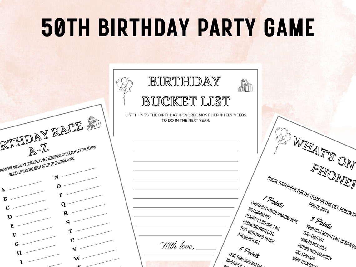 50th Birthday Party Games 80th Birthday Party Games 50th - Etsy