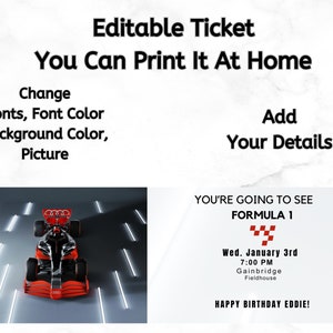 Editable Formula 1 Ticket , F1 Merch, , Formula 1 Ticket Template ...