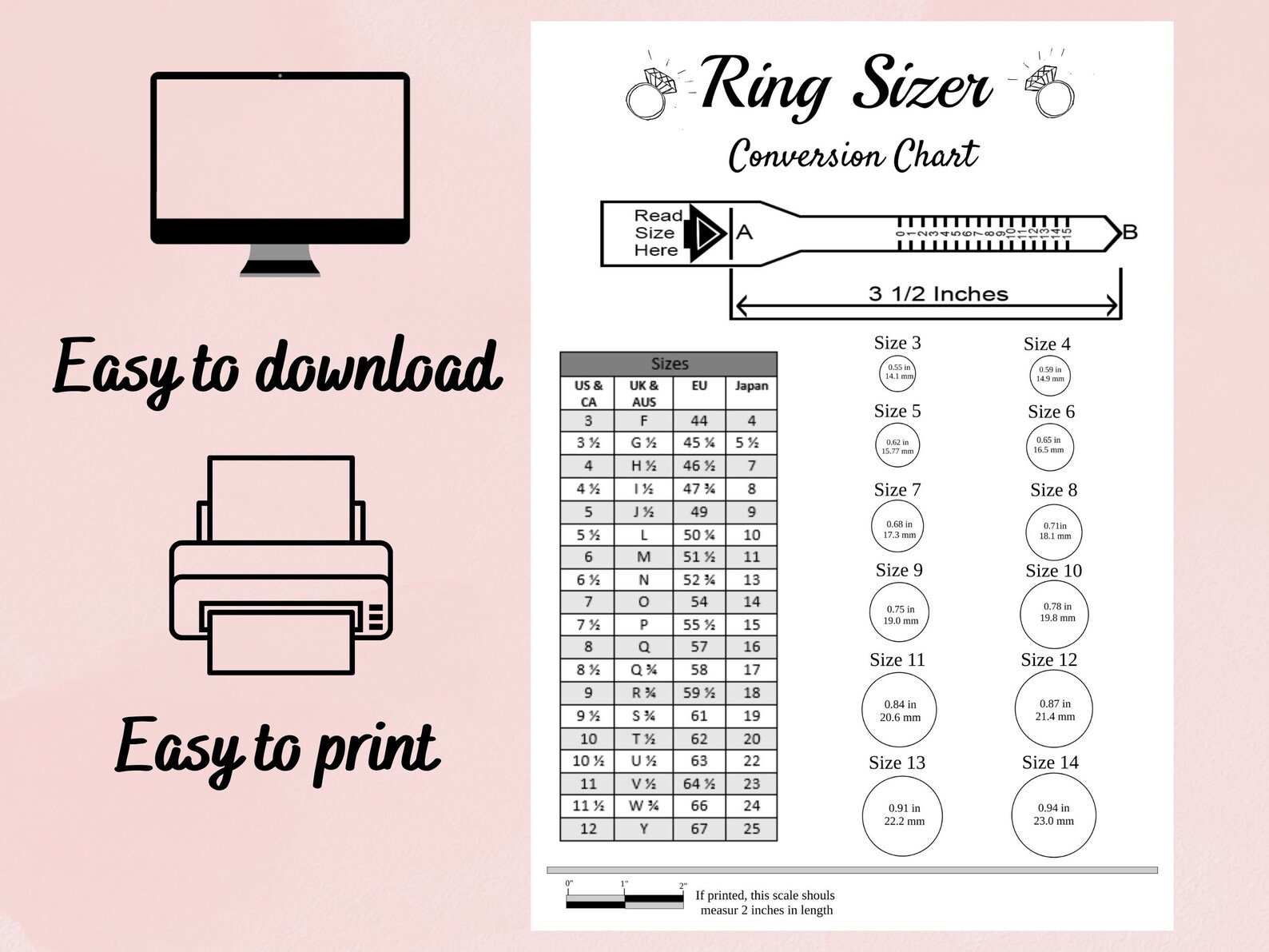 Ring Size Chart Printable Ring Sizer Conversion De Taille De Bague Ring Size Chart Printable Ring Sizer Conversion De Taille De Bague