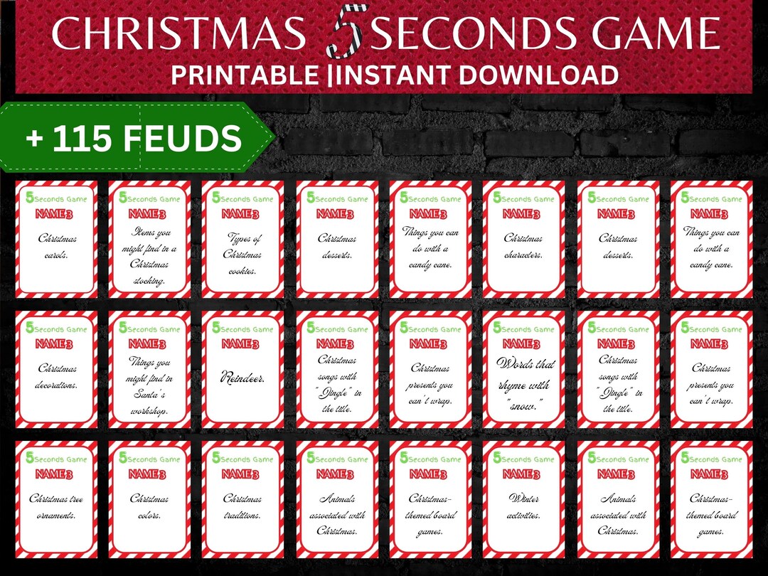 Christmas 5 Seconds Game Christmas Family Feud Game Christmas Games for ...