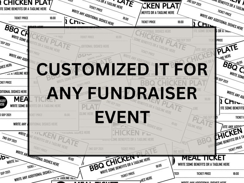 Customizable Fundraiser Ticket, BBQ Chicken Fundraiser Ticket Template ...