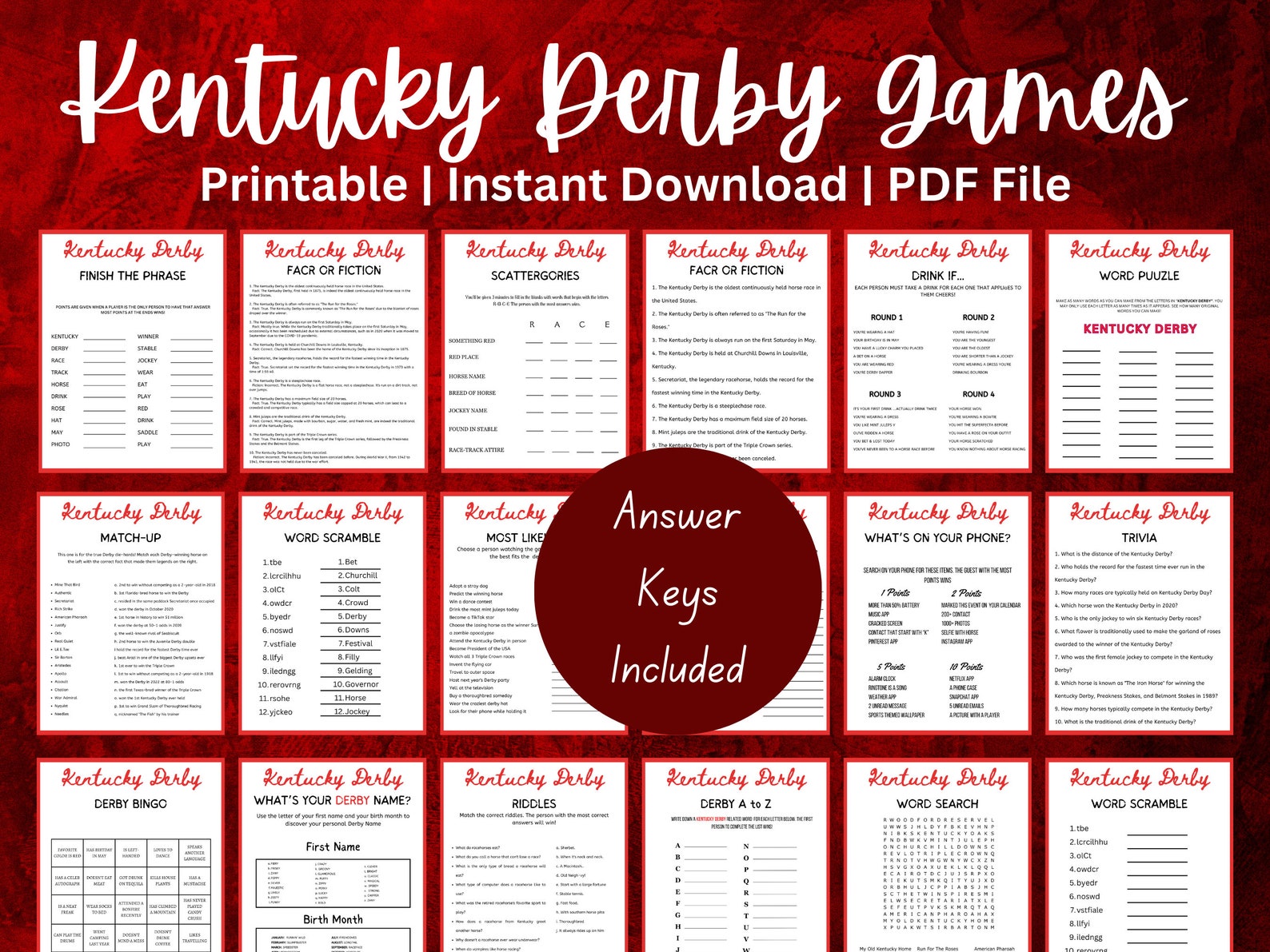 Kentucky Derby Games | Kentucky Word Search | Derby Adult Games ...