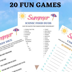 Summer Games, Printable Games Bundle, Party Games, Family Vacation Game ...