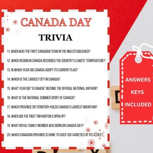 Canada Day Trivia Quiz Game| Printable | Instant Download | Party Game ...