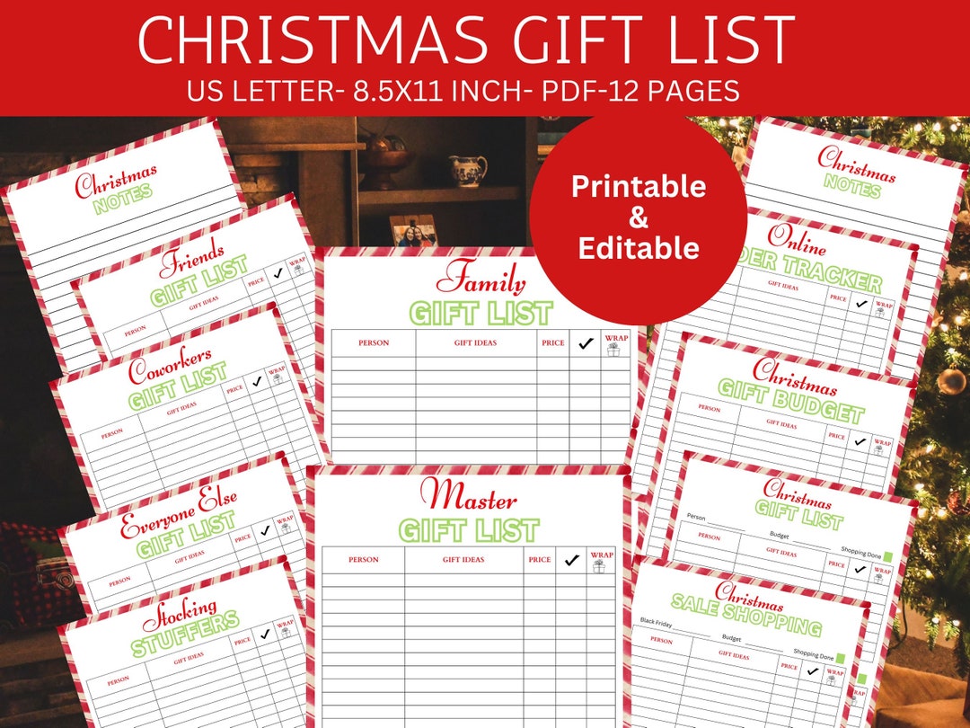 Christmas Gift List Editable, Printable Christmas Planner Printable ...