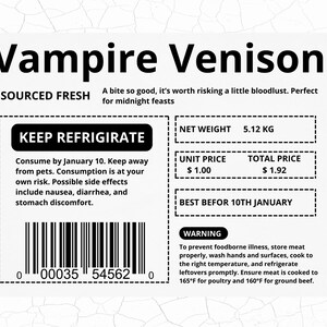 Halloween Meat Labels | Printable Meat Labels | Fake Meat Label ...