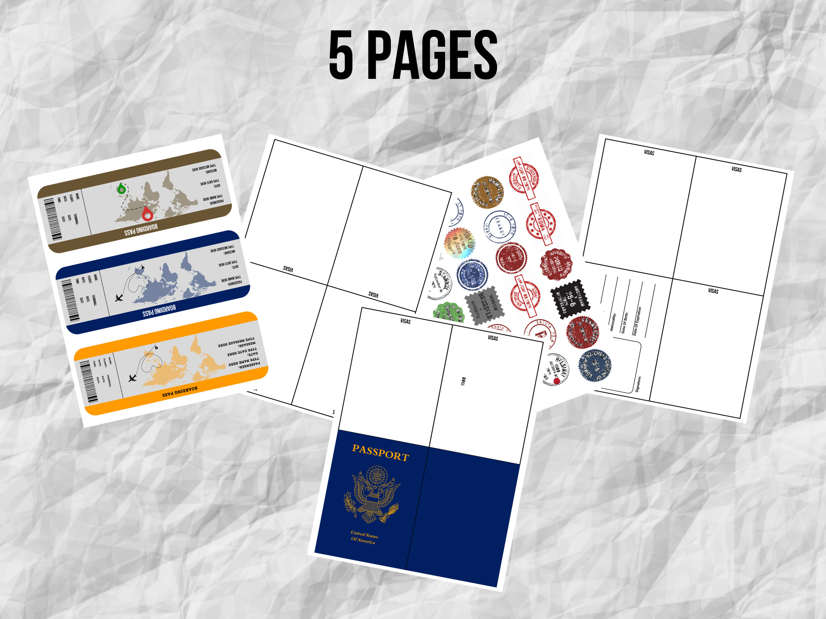 Travel Pretend Play Printable: US Passport Template (PDF) - Etsy