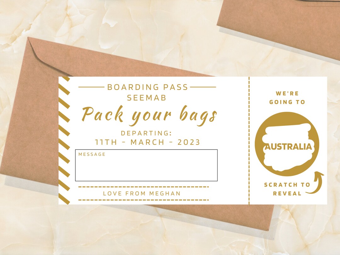 Personalised Scratch Reveal Boarding Pass Surprise Holiday Scratch ...