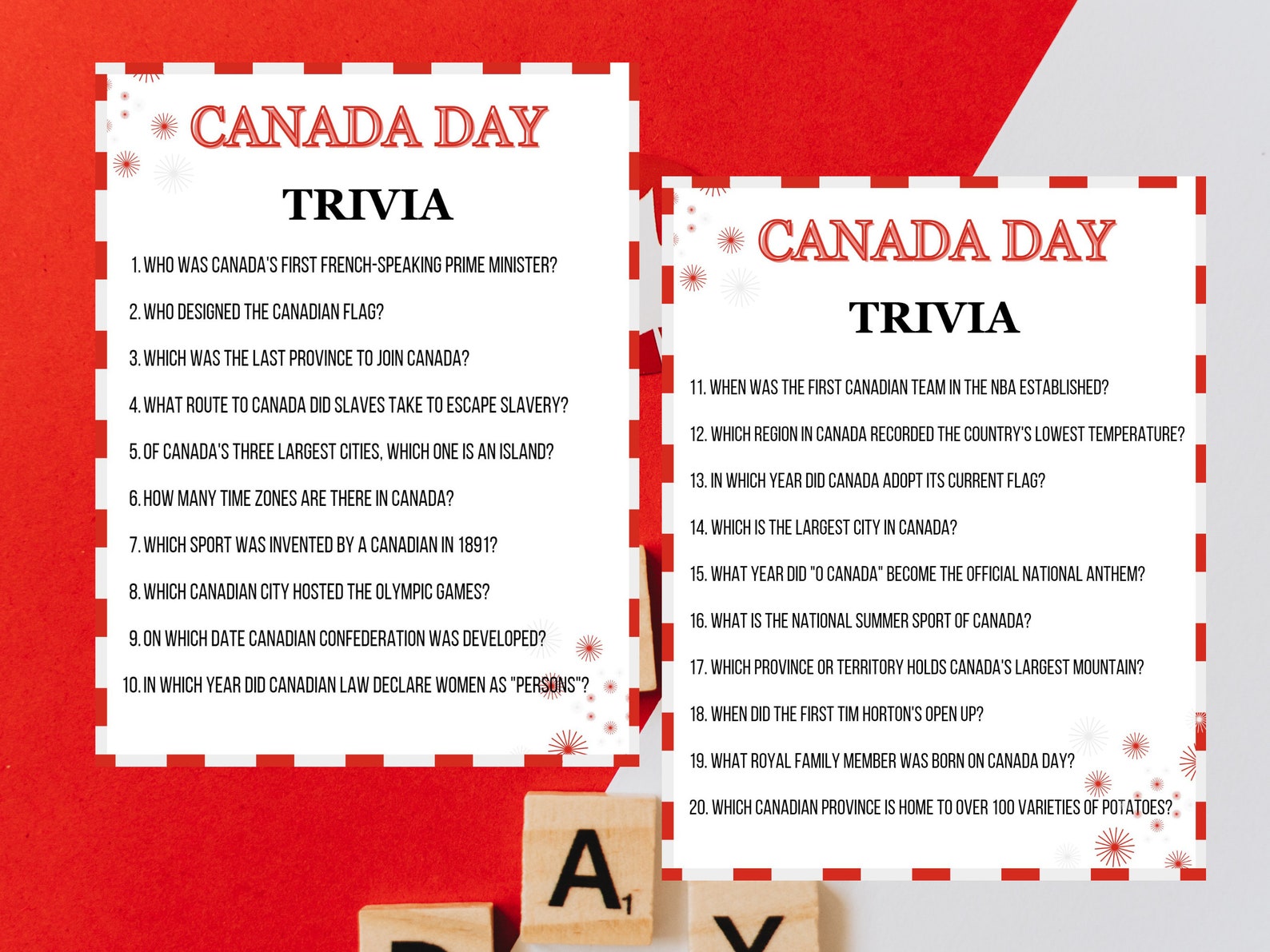 Canada Day Trivia Quiz Game| Printable | Instant Download | Party Game ...