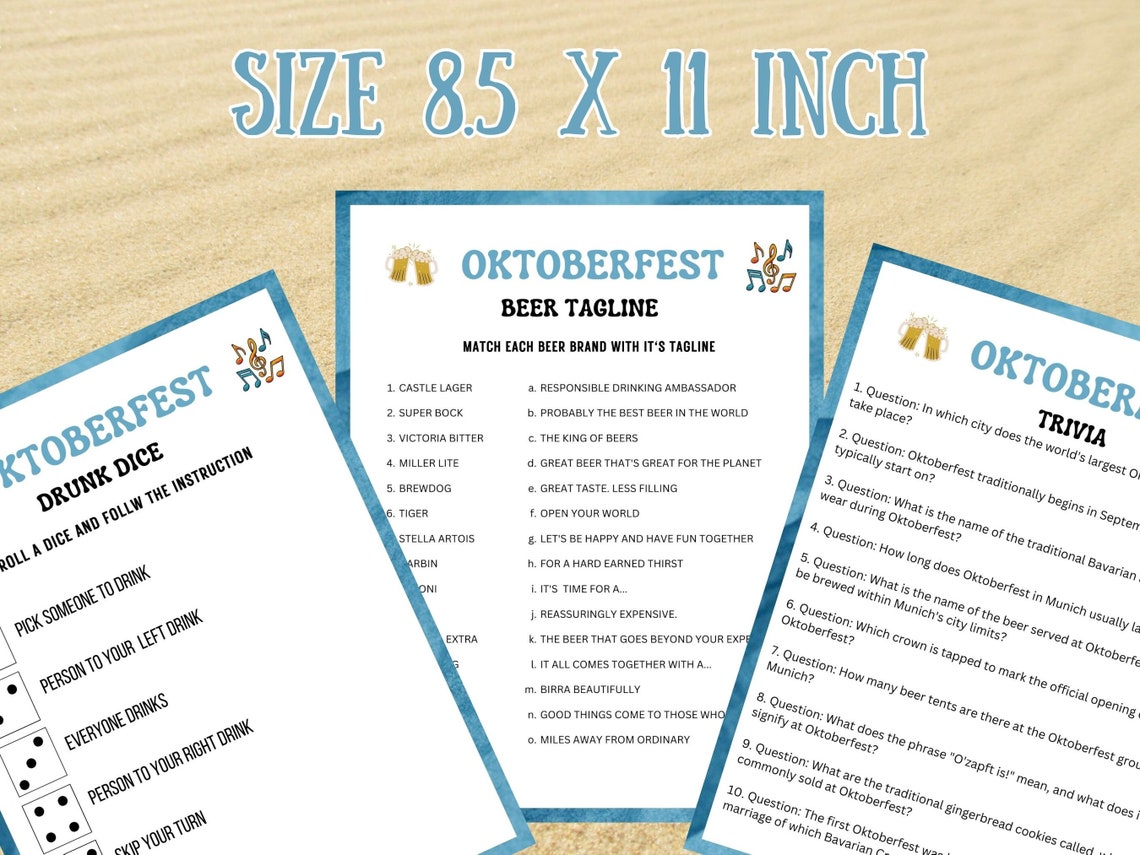 Oktoberfest Games Beer Games Think Fast Game Drinking - Etsy