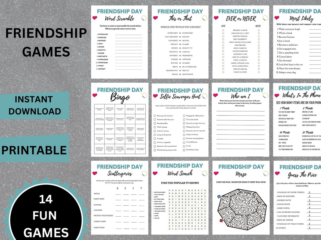 Friendship Day Games | Smiling Friends | Printable Games | Holiday ...