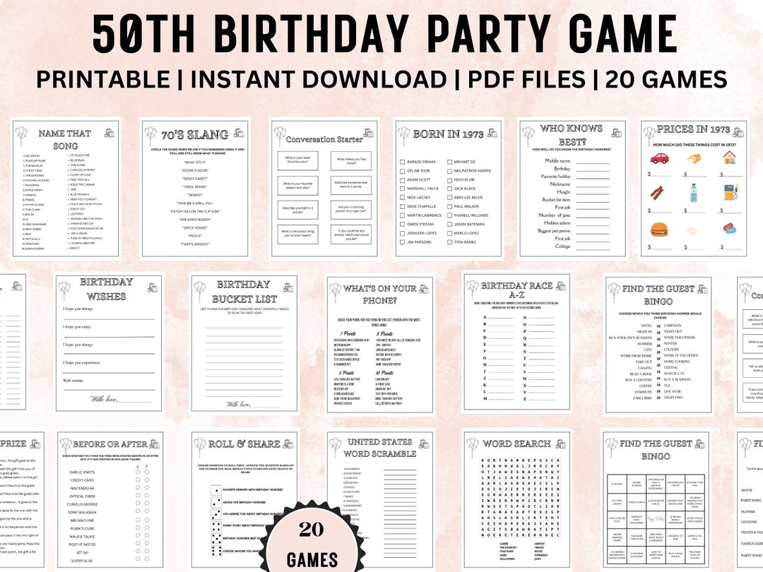 50th Birthday Party Games | 80th Birthday Party Games | 50th Birthday ...