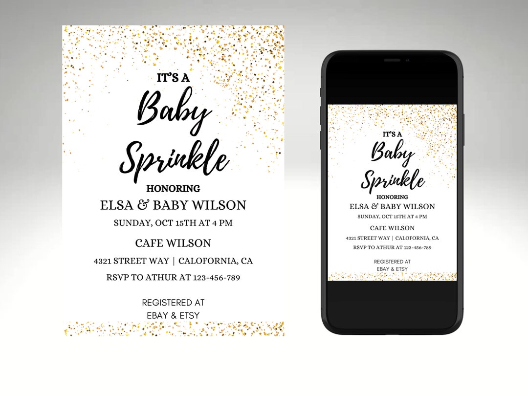 Editable Baby Sprinkle Shower Invitation Baby Shower Invitation Baby ...