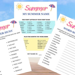 Summer Games, Printable Games Bundle, Party Games, Family Vacation Game ...