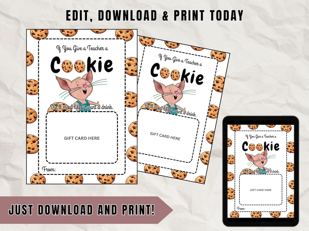 If You Give Your Teacher a Cookie Teacher Appreciation Gift Teacher ...