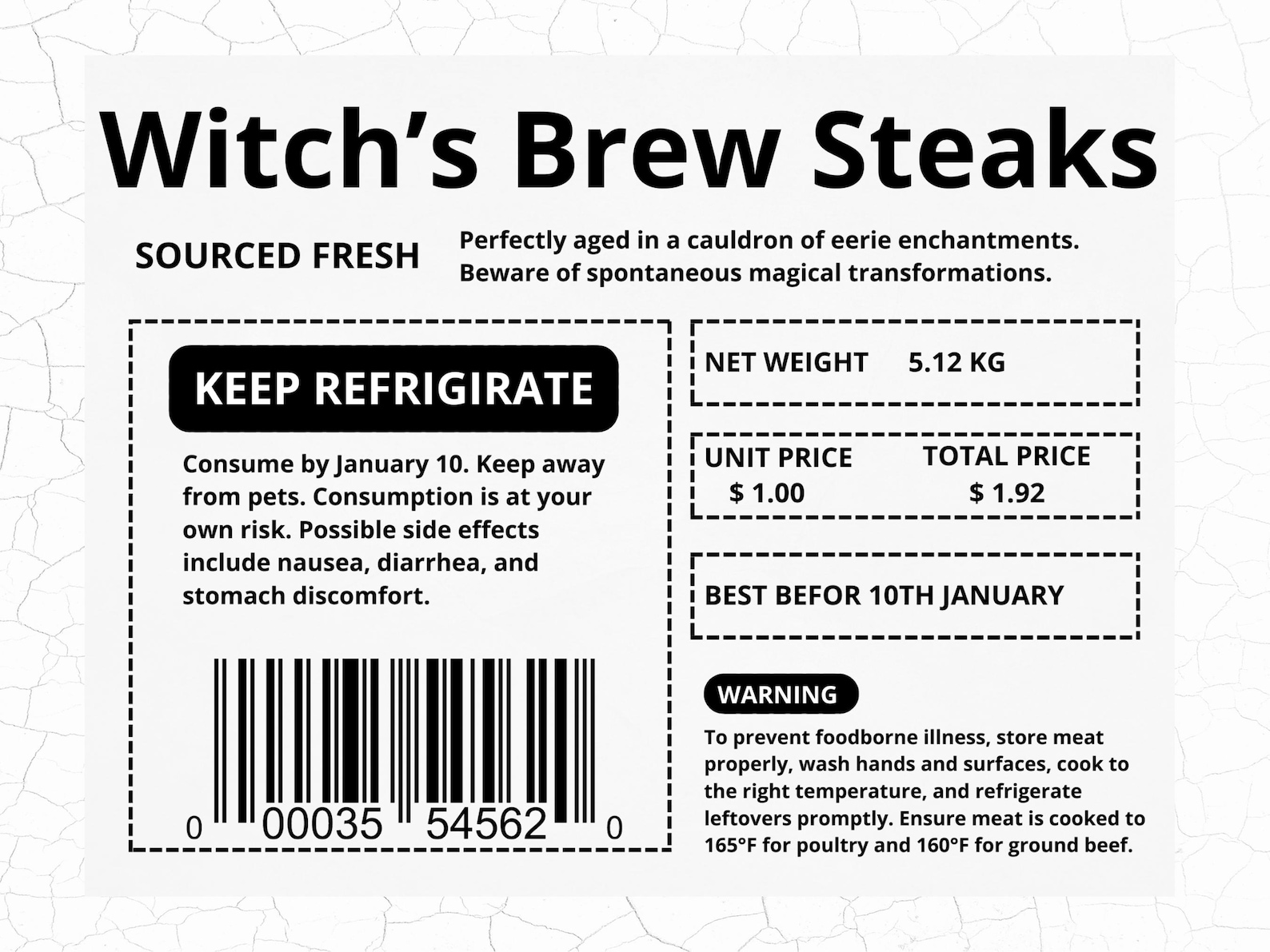 Halloween Meat Labels | Printable Meat Labels | Fake Meat Label ...