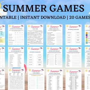 Summer Games, Printable Games Bundle, Party Games, Family Vacation Game ...