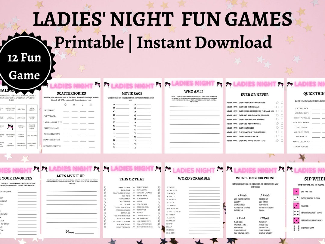 Ladies Night Games, Ladies Night Printable Games | Girls Night Games ...
