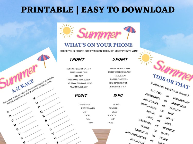 Summer Games Printable Games Bundle Party Games Family - Etsy