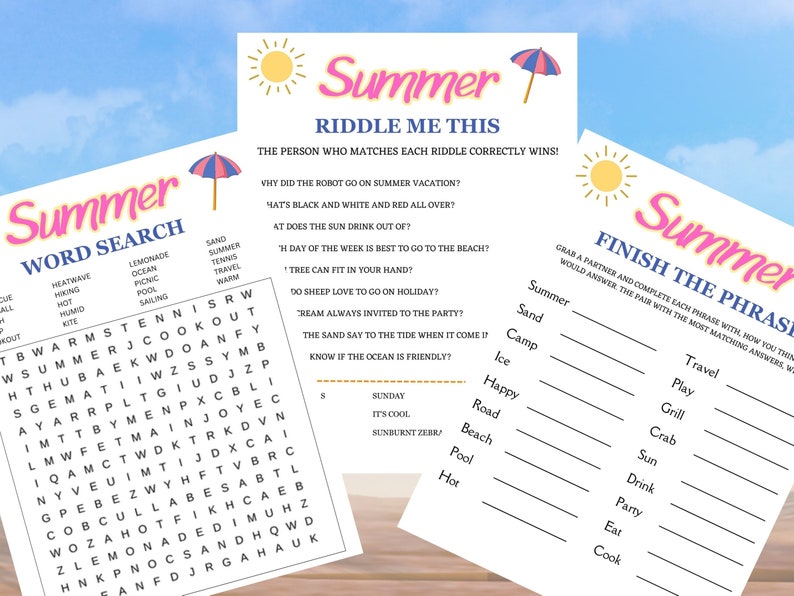 Summer Games Printable Games Bundle Party Games Family - Etsy
