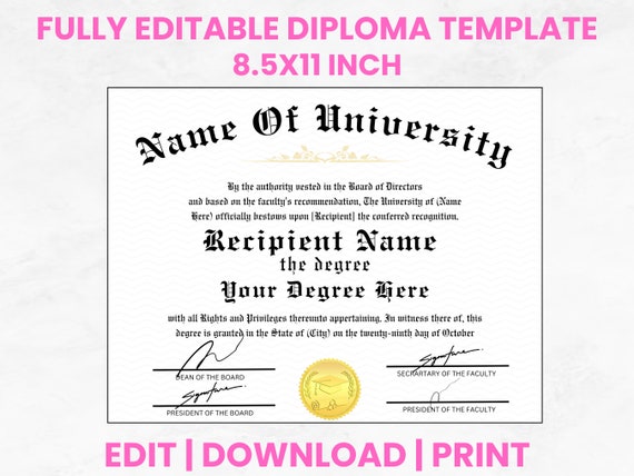 Blank Diploma Certificate Template