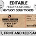 Kentucky Derby Ticket Template | Kentucky Derby Keepsake | Derby ...
